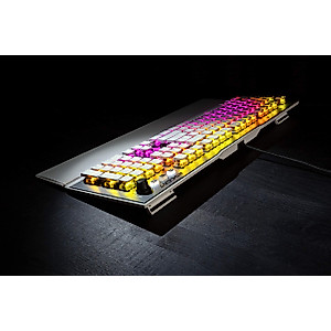 ROCCAT Vulcan 122 Mechanical PC Tactile Gaming Keyboard, Titan Switch, AIMO RGB Backlit Lighting Per Key, Detachable Palm/Wrist Rest, Anodized Aluminum Top Plate, Full Size, White/Silver