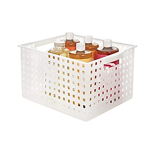 iDesign Modulon X/6 BPA-Free Recycled Plastic Large Stackable Basket, 11.2" x 14.3" x 8.1", Frost