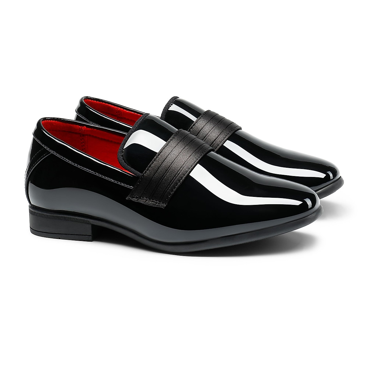 Bruno Marc Boys Dress Shoes Slip-on Loafers Formal Tuxedo Shoes,Size 4 Big Kid,Bright Black,SBLS2340K