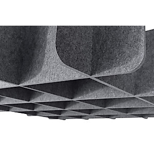 Lumeah Acoustic Cloud | Sound Proofing, Decorative Sound Dampening Hanging Installation | Stunning Adjustable Height Design Acoustic Panel Ceiling Fixture | 55” W x 55” L x 9” H | Taupe