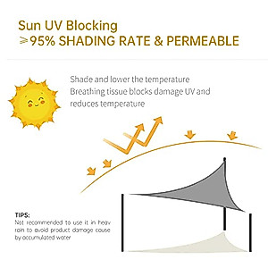 Oneofics Sun Shade Sail 10’x10’x10’ Triangle Sun Shade Sail Canopy UV Block Awning for Outdoor Patio Garden Backyard