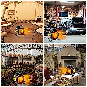 Buyplus Portable Patio Heater Outdoor - Electric Garage Heaters with Super Long Cord, Heat Up in 3 Seconds, Thermostat, 3 Modes, Small Fan Heaters for Patio, Garage, Tent Ceramic Space Heater