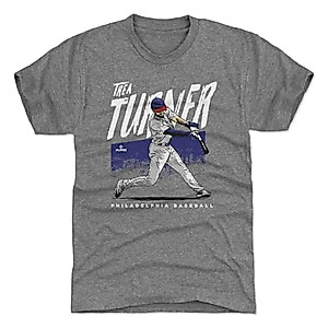 500 LEVEL Trea Turner T-Shirt (Premium Men's T-Shirt, X-Large, Tri Gray) - Trea Turner Philadelphia Grunge WHT