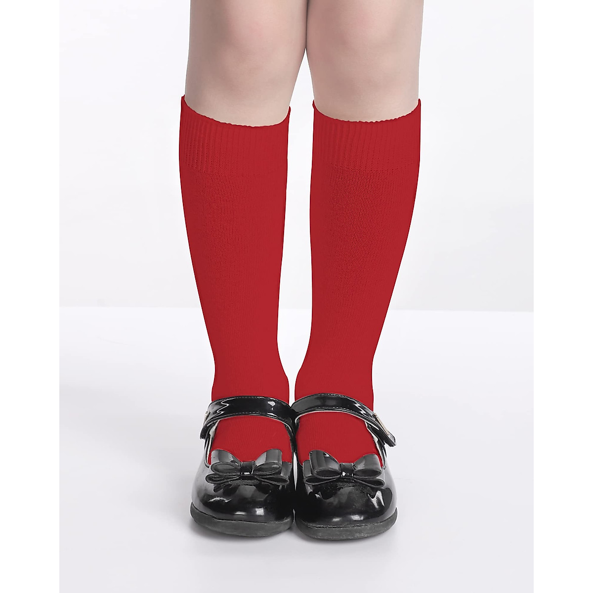 BOOPH Kids Socks Knee High Socks Boys Girls School Uniform Socks 3-5T Red