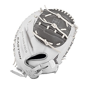 Easton | PROFESSIONAL COLLECTION SIGNATURE SERIES Fastpitch Softball Catcher's Glove | Jen Schroeder Model | 34" | 2-Piece Solid Web | Right Hand Throw | White / Grey