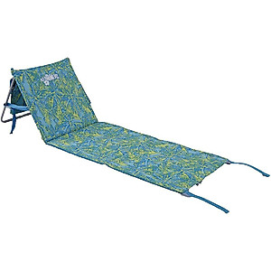 Old Bahama Bay Santorini Portable Beach Lounging Mat with Zipper Pocket, Foldable Beach Mat with Adjustable Backrest, Lightweight Folding Beach Chair, Patio Chaise Lounge, Palm Print
