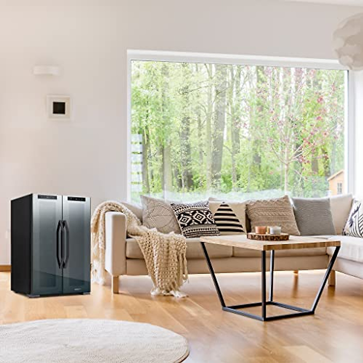 Luma Comfort Shadow Series Wine Cooler Refrigerator 12 Bottle & 39 Can Dual Temperature Zones, Freestanding Mirrored Wine and Beverage Fridge with Double-Layer Tempered Glass Door & Compressor Cooling