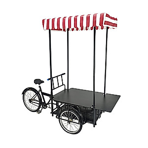 FixtureDisplays® 24" Tire Black Tricyle Vending Cart Ice-Cream Wagon Flower Cart Kiosk Farmers Market Booth Collapsable 10052-NF