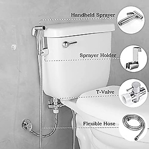 Guamar Bidet Sprayer for Toilet, Handheld Toilet Bidet Sprayer Kit with Premium Stainless Steel Hose and T-Valve, Muslim Shower Jet Spray Cloth Diaper Sprayer Set for Personal Hygiene,Easy Install