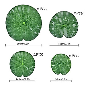 8 Pcs Aquarium Plants Live, 4 Size Artificial Floating Foam Lotus Leaves, Water Lily Pads Ornaments, Perfect for Patio Koi Fish Pond Pool Aquarium Home Garden Wedding Party Special Event Decoration