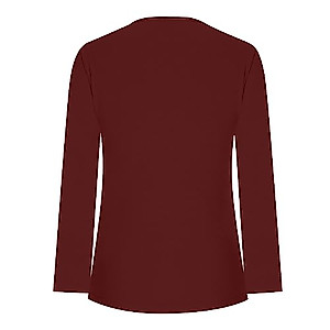 Deal of The Day Prime Today Womens Workout Tops Solid Color v Neck Long Sleeve Button Blouses Empire Waist Ruched Slim Fit Tunics Trendy 2023 Wine S