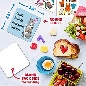 100 (50 Designs) Lunch Box Notes for Kids, Writable Children School Lunch Box Notes for Girls & Boys , Lunch Notes for Kids , Lunch Box Notes for Kids with 2 Complimentary Sticker Sheets