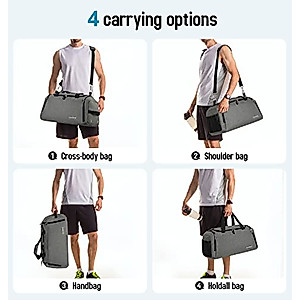 Gym Bag for Women & Men, Travel Duffel Bag for Sports, Gyms and Weekend Getaway, Waterproof Dufflebag with Wet Pocket & Shoes Compartment, Lightweight Carryon Gymbag