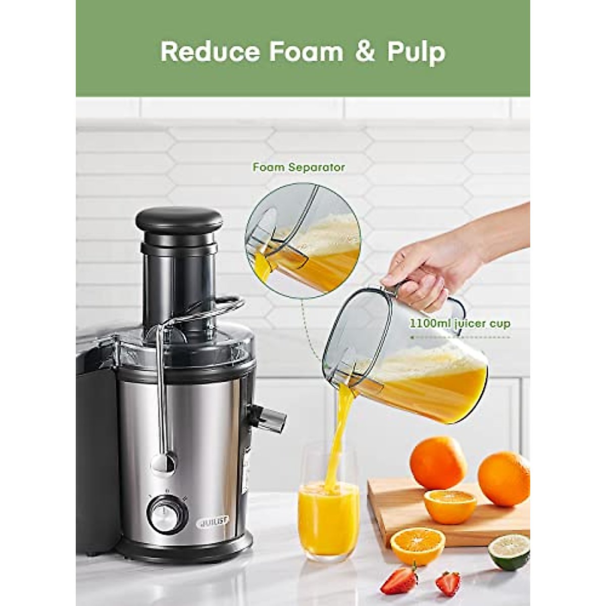 Juicer Machines Vegetable and Fruit, 800W Powerful Juilist Centrifugal Juicer Machines Easy to Clean with Brush, Dual Speeds Juice Extractor Machine with Large 3'' Feed Chute & Anti-Drip
