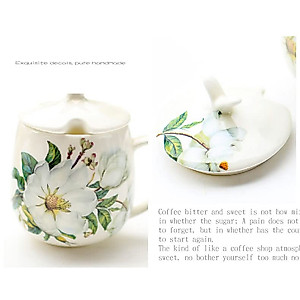 400ml Coffee Mugs with Spoon, Europe Noble Bone China Coffee Cup, Floral Ceramic Tea Cup, Tea Cup, Fancy Tea Cups, Gifts for Women, Tea Mugs,Flower Tea Cup, Luxury Tea Sets for Women