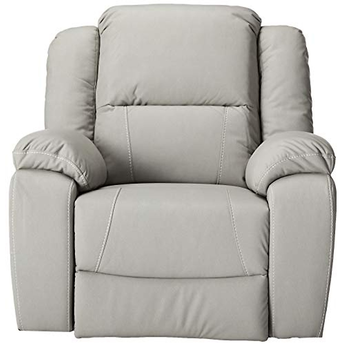 Great Deal Furniture Teresa Classic Tufted Leather Swivel Recliner, Light Grey