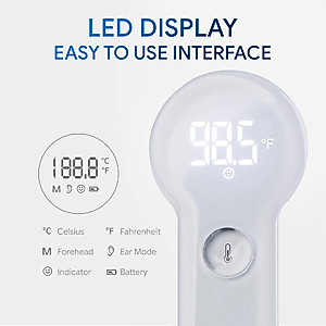 FDoc Forehead Thermometer for Babies, Adults, Children, 1 Second Results, Infrared IR Digital Thermometer to Measure Fever in Humans