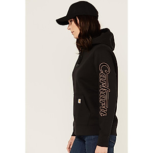 Carhartt Women's Rain Defender Relaxed Fit Midweight Graphic Sweatshirt, Black, Small