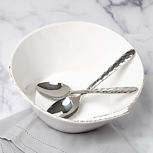 Vietri Martellato Salad Server Set, 9"L 18/10 Stainless Steel Salad Tosser Utensils, Spoon & Fork