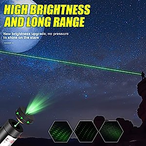 LUEIIN Green Laser Pointer, Long Range Laser Pointer 10000 Feet Visible Beam, Rechargeable Green Laser Pointer High Power for Presentations
