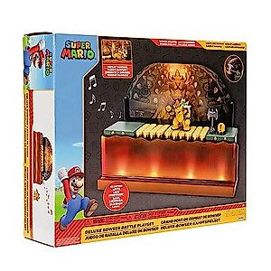 Super Mario Nintendo Deluxe Bowser Battle Playset with Lights and Sounds, 2.5 Inch Bowser Action Figure Included