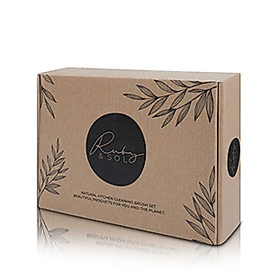 Natural Kitchen Cleaning Brush Set. Eco-Friendly Wooden Brush Set for Cleaning Kitchen Dishes, pots & Pans. Wooden Dish Brush, Pot Brush & Bottle Cleaner. Made of Beech Wood & Natural bristles