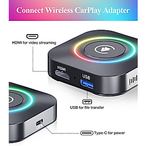 Wireless CarPlay Adapter with Netflix YouTube to Car and TV, Apple CarPlay and Android Auto Wireless Adapter for Car, Magic CarPlay Box CarPlay Streaming for Factory Wired CarPlay Cars from 2016