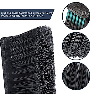 HEVOL Push Broom, 24" Wide Floor Scrub Brush with Stiff Bristles and 57” Long Stainless Steel Handle, Garage Heavy Duty Broom Outdoor Push Broom for Bathroom Kitchen Yard Patio Deck, Black
