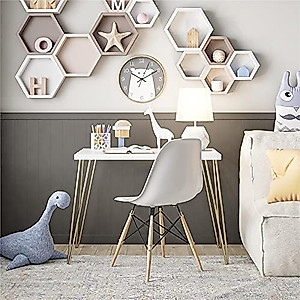 Ameriwood Home Owen Retro Computer, White/Gold Legs Desk