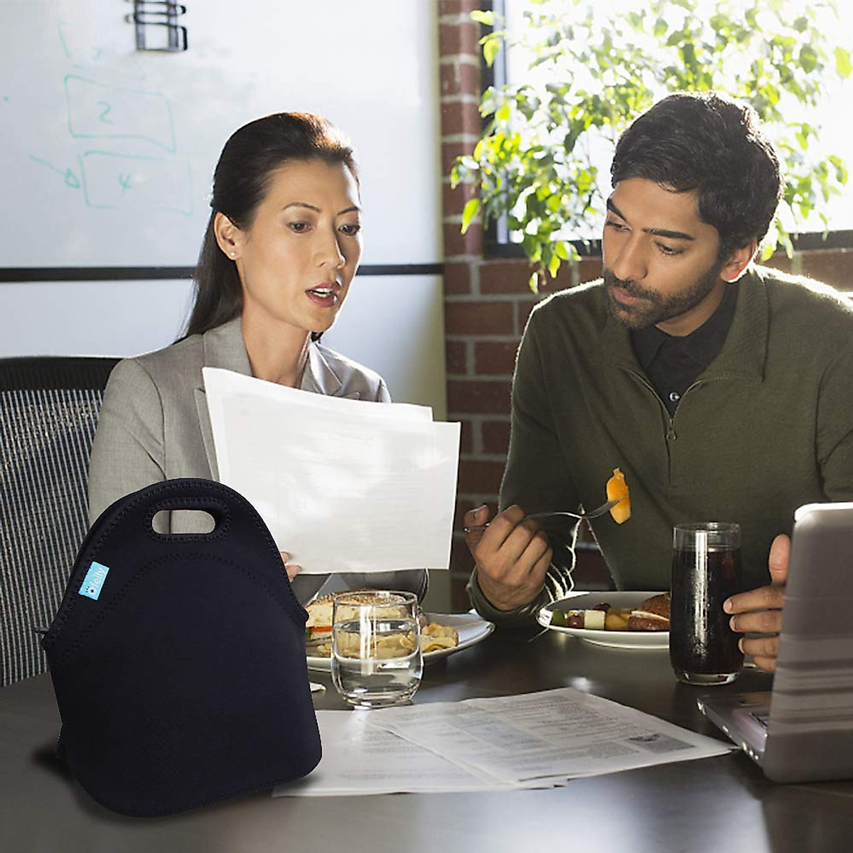 Lunch Tote, OFEILY Lunch boxes Lunch bags with Fine Neoprene Material Waterproof Picnic Lunch Bag Mom Bag (Black)