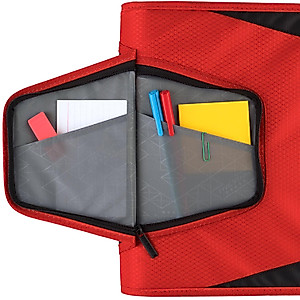 Five Star Zipper Binder, 1-1/2 Inch 3-Ring Binder for School, 3 Pocket Expanding File, 500 Sheet Capacity, Red (72206)