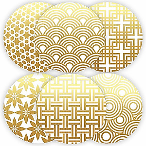 PARTH IMPEX Decorative Gold Stickers Envelope Seals - (Pack of 120) 2" Large Round Labels for Christmas Happy Holidays New Year Birthday Cards - Geometric Pattern