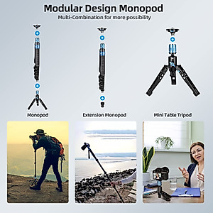 SIRUI P-325FS Monopod with Feet, 55" Carbon Fiber Monopod for Cameras, Professional Lightweight Travel Monopod, Max Load 22lbs, 360° Panorama, 5-Section, Quick Release Plate