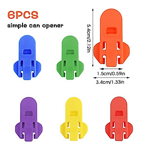 Manual Easy Can Opener [6 Pack], Colored Soda Beer Can Opener Beverage Can Cover Protector, Can Top Ring Opener Tool Drink Shield for Pop, Beer, Coke or Soda