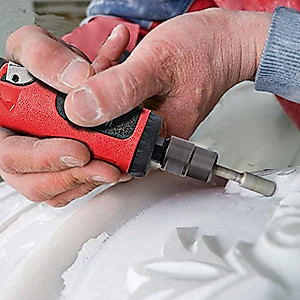 Goplus 1/4-inch Compact Straight Air Die Grinder, 25000 RPM Free Speed w/ 1/4" ，1/8" Collets and 2 Wrenches (Red+Black)