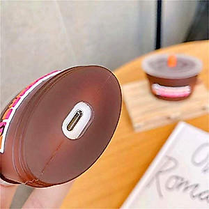Airpods Pro Cover, 3D Cute Fashion Soup Silk Milk Tea Cup Cartoon Design, Soft Silicone tective case, Suitable for Apple AirPods Pro Cases, and Comes with a Keychain Accessory (Brown)