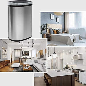 MKDLUFEI 13 Gallon Motion Sensor Trash Can, Brushed Stainless Steel, 13 Gallon Capacity, Touchless Garbage Can for Home Office