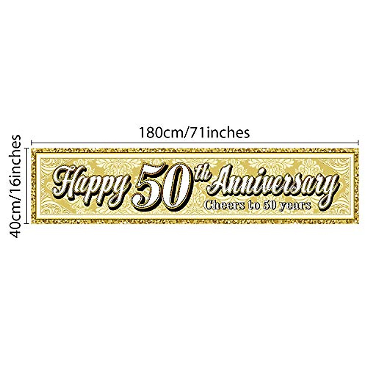Happy 50th Anniversary Banner Cheers to 50 Years Party Decorations Anniversary Sign Banner for 50th Anniversary Birthday Party Wedding Anniversary Big Event Party Supplies