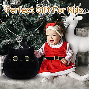 LSYDCARM Black Cat Plush Pillows Toy, 12" Kawaii Black Cat Stuffed Animals Black Cat Pillow, Cute Soft Plush Cat Plushie Stuffed Cat Toys for Kids Gifts