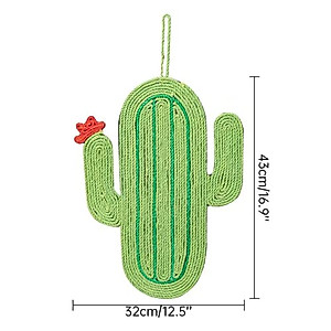 Ferret Scratch Pad - Sisal Cactus Scratcher with Hanging Rope Non-Slip Scratching Pad Rug for Wall or Floor Use, Durable Small Animal Sleeping Mat for Indoor Ferret Grinding Claws (Green Cactus)