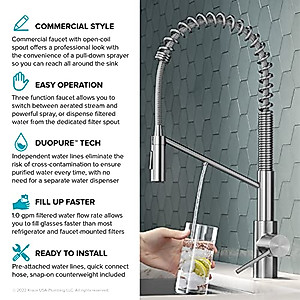 KRAUS Oletto 2-in-1 Commercial Style Pull-Down Single Handle Water Filter Kitchen Faucet for Reverse Osmosis or Water Filtration System in Matte Black, KFF-2631MB