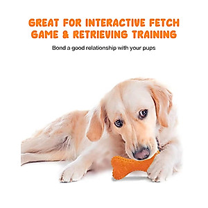 SCHITEC Dog Chew Toy, Puppy Teething Bone for Dental Health, Interactive Non-Toxic Natural Rubber Toys for Small Medium Pets