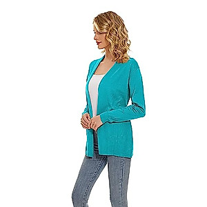 Satuun Women's Casual Open Front Lightweight Cardigan Long Sleeve Breathable Soft Drape Duster Indigo Blue