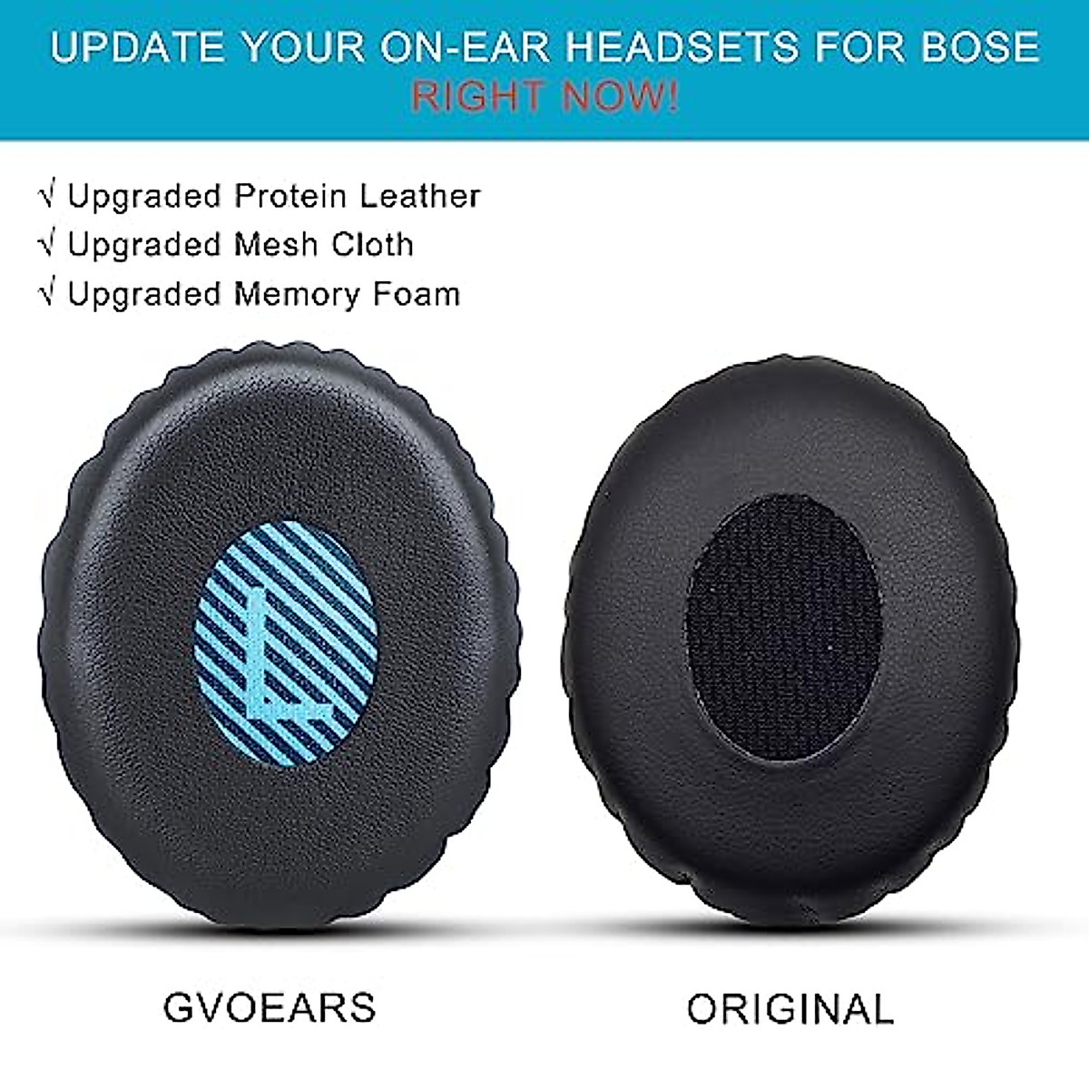 Ear Pads Replacement for Bose On-Ear 2 Headphones, GVOEARS Ear Cushion Pad for Bose OE2 / OE2i / SoundTrue On-Ear/SoundLink On-Ear Wireless Headphones, Durable & Longer Lasting