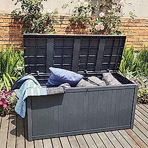 OVASTLKUY Outdoor Storage Container Deck Box-Organization and Storage for Patio Furniture, Outdoor Cushions, Garden Tools and Pool Toys (C006)