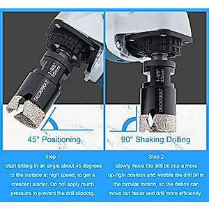 Diamond Core Drill Bit Vacuum Brazed 1-3/8” 35mm Diamond Hole Saw with Flutes for Granite Quartz Hard Porcelain Tile with 5/8-11 Female Thread & 3/8” Hex Shank Adapter Fit Angle Grinders & Drills