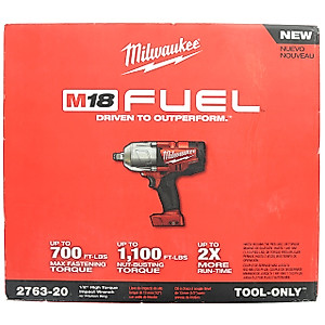 Milwaukee 2763-20 M18 Fuel 1/2-Inch High Torque Impact Wrench with Friction Ring (Bare Tool)