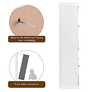 VINGLI 72In Freestanding Kitchen Pantry Cabinet with Doors and Shelves and Drawer, Pantry Cupboard, Tall Wooden Storage Cabinet with Shelves, Assembly Required, White