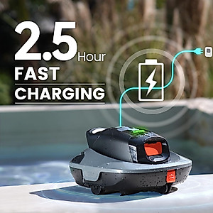 Vidapool Cordless Robotic Pool Vacuum Cleaner,Portable Swimming Pool Vacuum Self-Parking Technology with LED Indicator,Ideal for Above Ground/Flat Pools up to 860 Sq.Ft,Lasts 90 Mins-Grey