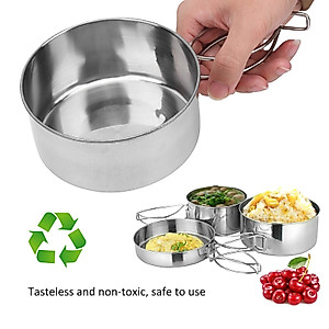 01 Camping Cookware Mess Kit, Camp Accessories Equipment Stainless Steel Camping Cookware Kit 8Pcs for Hiking for Backpacking for Outdoor for Picnic